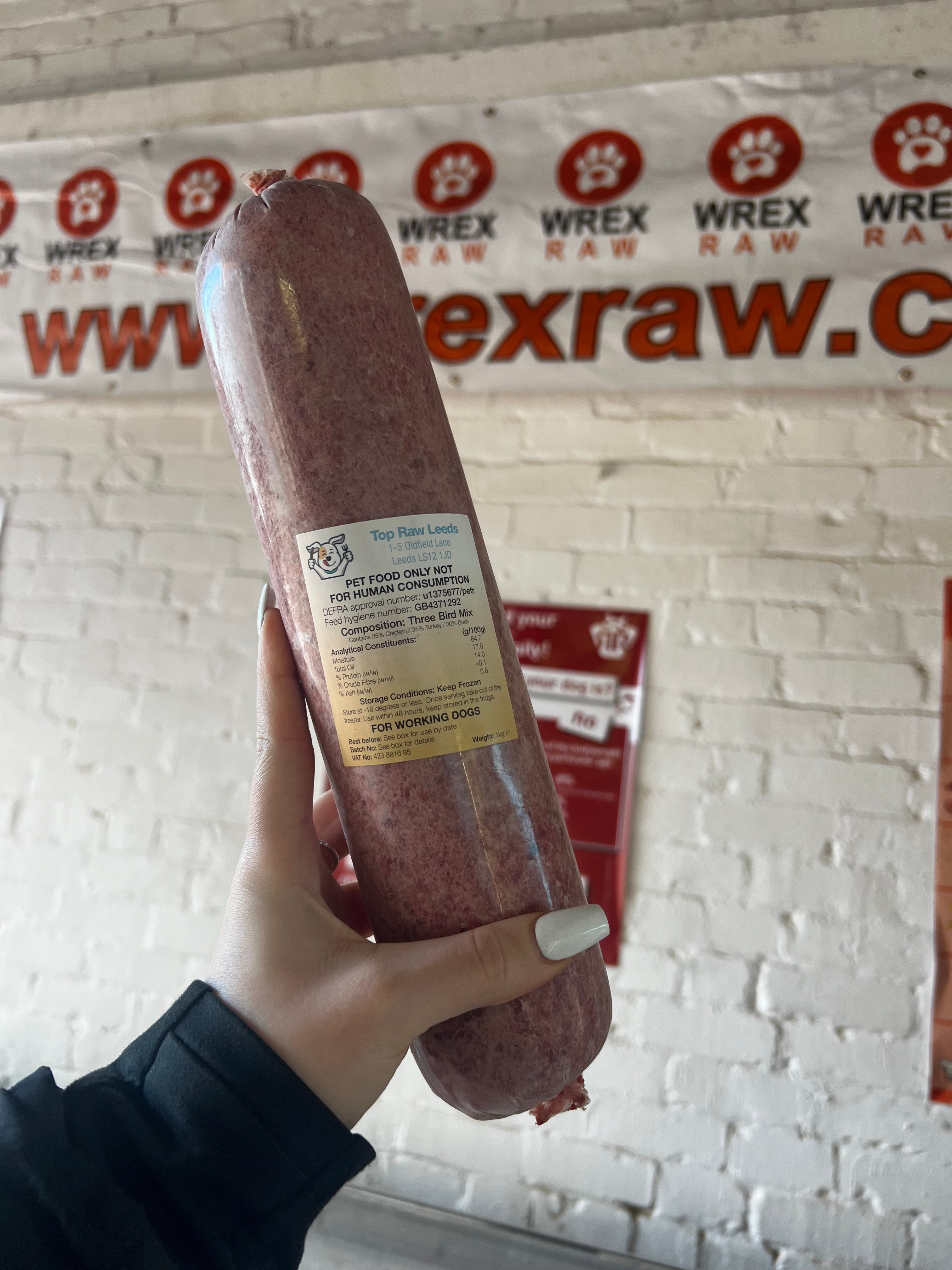 Top Raw Leeds Three Bird Mix 1KG | Wrexraw